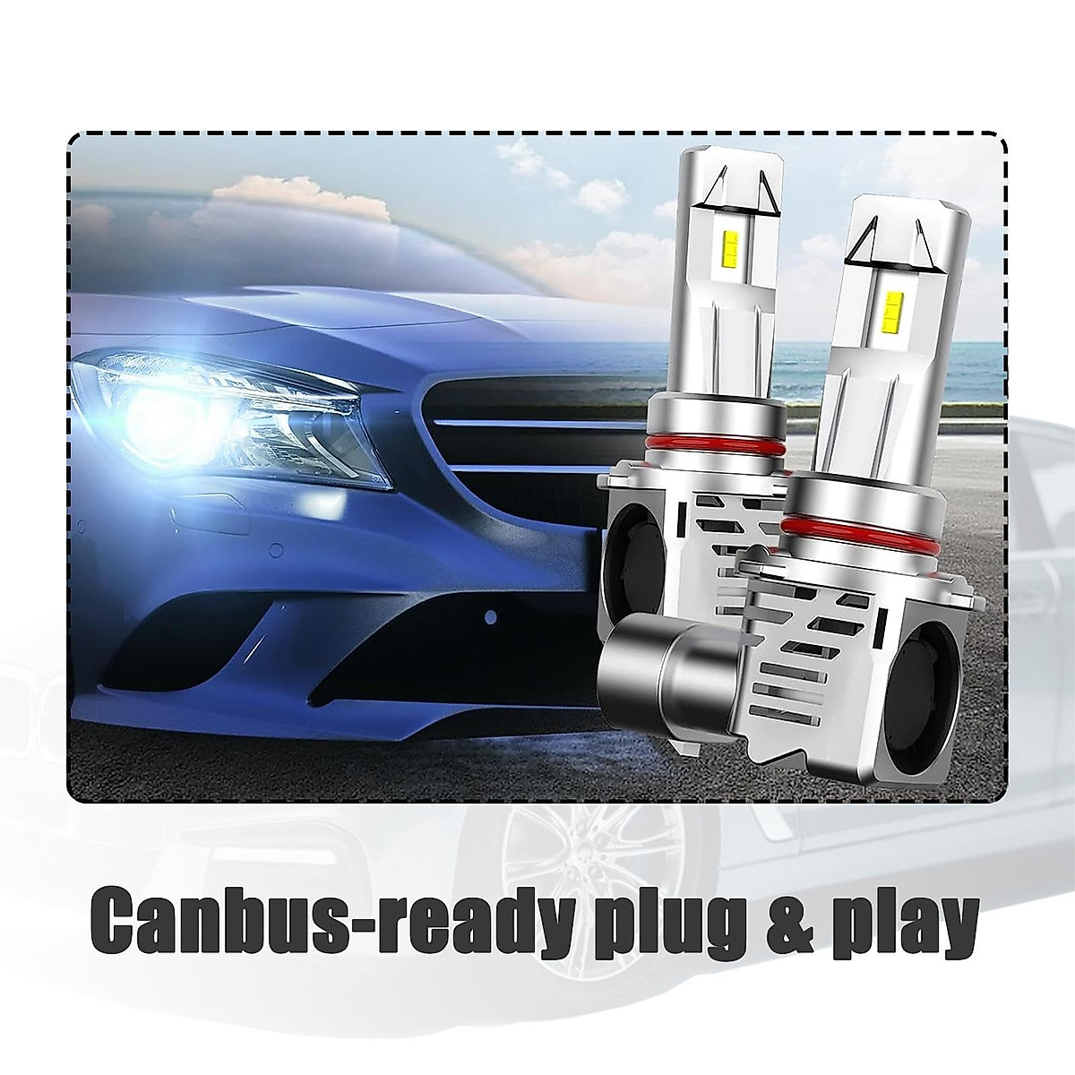 UGSHY 2 PCS 9005 HB3 Car LED Front Light, Super Bright Car LED Bulbs Kits, White Light Fog Light, Aluminum High Beam, Universal Automobile IP65 Waterproof Bulbs Replacement, UGDD1701WH-9005/HB3