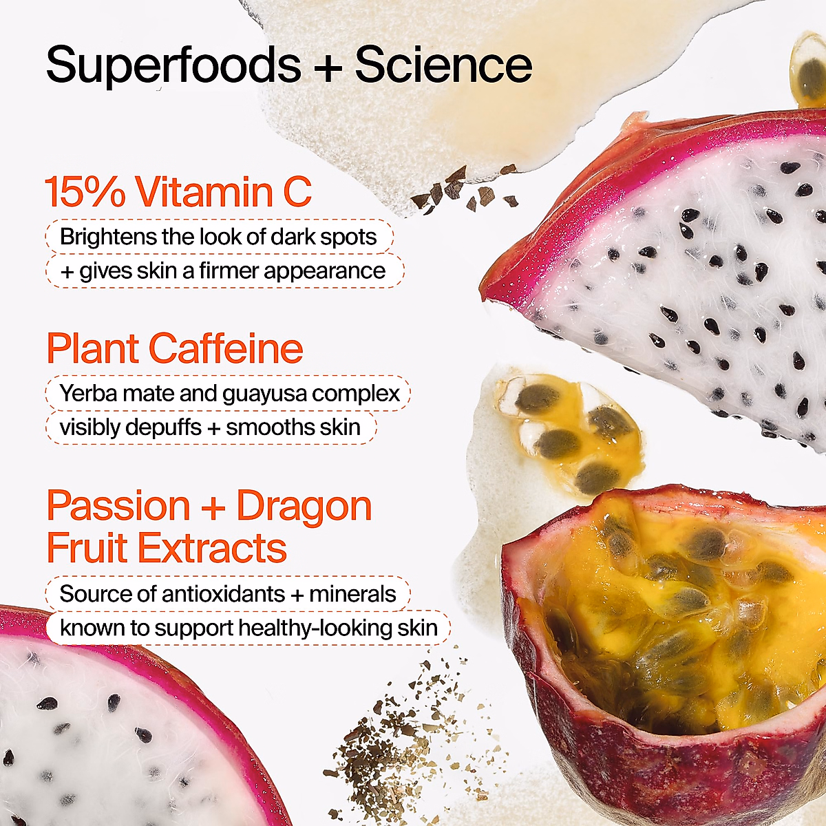 Youth To The People 15% Vitamin C + Caffeine Energy Face Serum, Full Size (1 fl oz), Reduce Puffiness, Brighten Uneven Skin Tone + Improve Texture, Treats Dark Spots + Dullness, Vegan