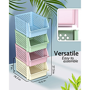 Skywin Stackable Storage Bins for Pantry - 8 Pack Stackable Bins For Organizing Food, Kitchen, and Bathroom Essentials (Multi)