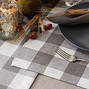 DII Buffalo Check Collection, Classic Farmhouse Tabletop Set, Placemat Set, 13x19, Gray & White, 6 Piece