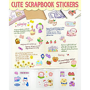 Benresive 1000 Pcs Cute Stickers for Kids, Water Bottle Stickers Kawaii Waterproof Vinyl Scrapbook Phone Laptop Stickers, 100 Sheets Journaling Aesthetic Sticker Packs for Girls Teens（Pink）