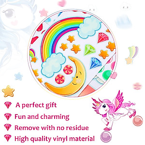 Glow in The Dark Stars Glowing Unicorn Wall Decals Glowing Unicorn Wall Stickers with Stars Moon Castle Rainbow Planet Heart Room Decor for Girls Bedroom Ceiling Baby Nursery Room