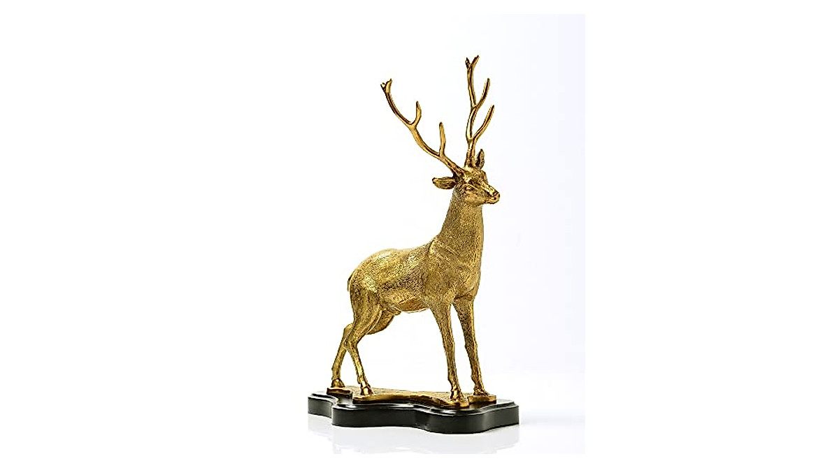Elegant Gold Bronze Stag Statue for Home Decor
