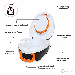 My Carry Potty - Penguin Travel Potty, Award-Winning Portable Toddler Toilet Seat for Kids to Take Everywhere