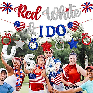 Red White and I Do Banner Independence Day Bridal Shower Decoration 4th of July Bacheleratte Wedding Decor Patriotic America's Birthday Engagement Party Supplies