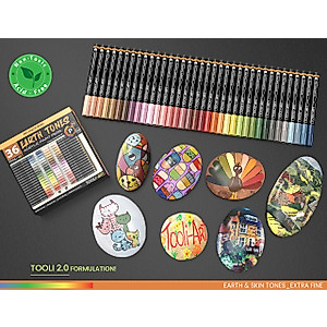 36 Acrylic Paint Pens Skin and Natural Earth Tone Marker Set For Rock Painting, Canvas, Mugs, Glass, Plastic, Wood, Metal, Fabric, Scrapbooking, Most Surfaces. Quick Drying Waterbased (EXTRA FINE)
