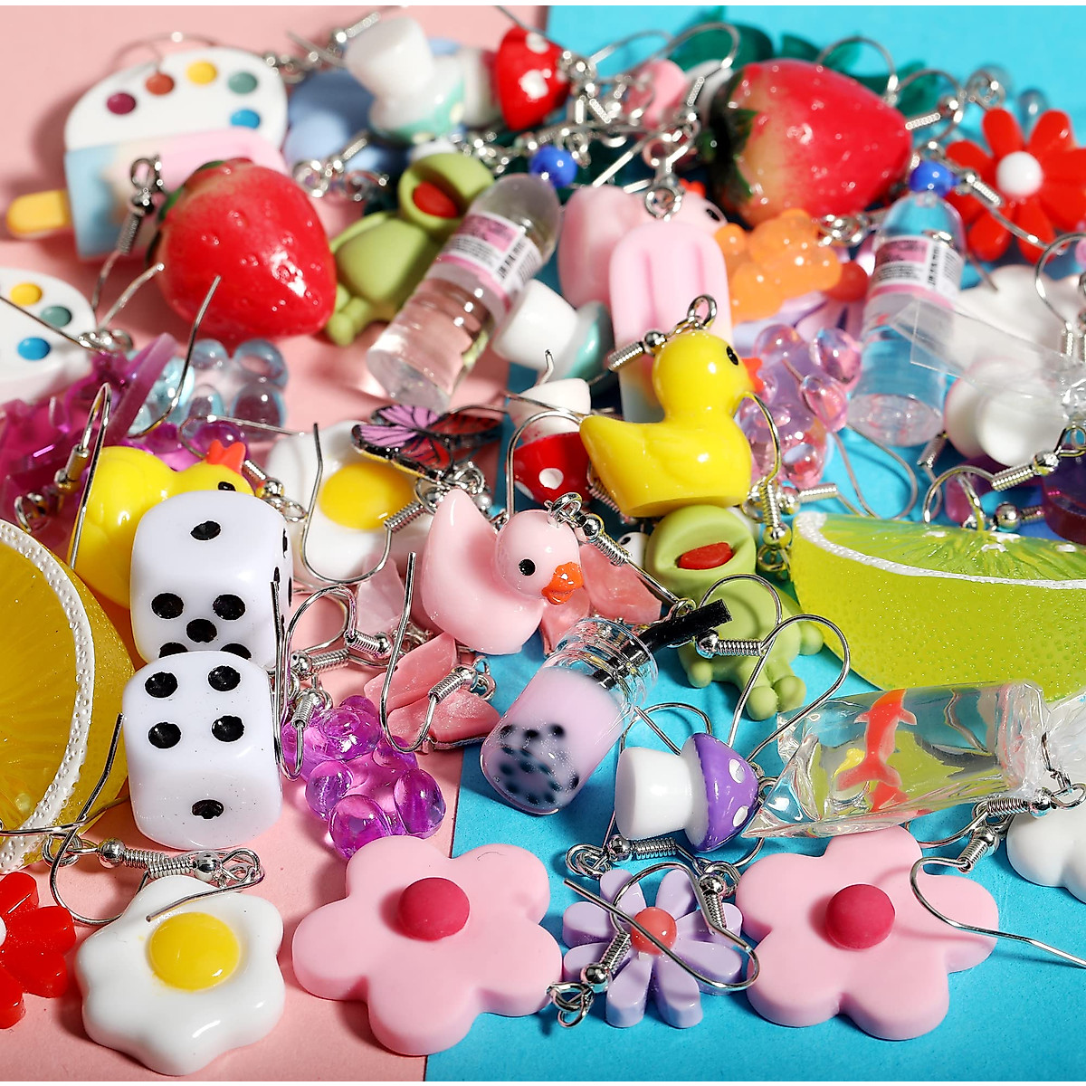 30 Pairs Fun Zinc Earrings Weird Aesthetic Weirdcore Kawaii Funny for Women