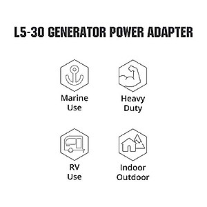NemaTech NEMA 3-Prong Generator to 30Amp RV Adapter, L5-30P Male to TT-30R Female 30A/30A Compact Locking Generator Converter