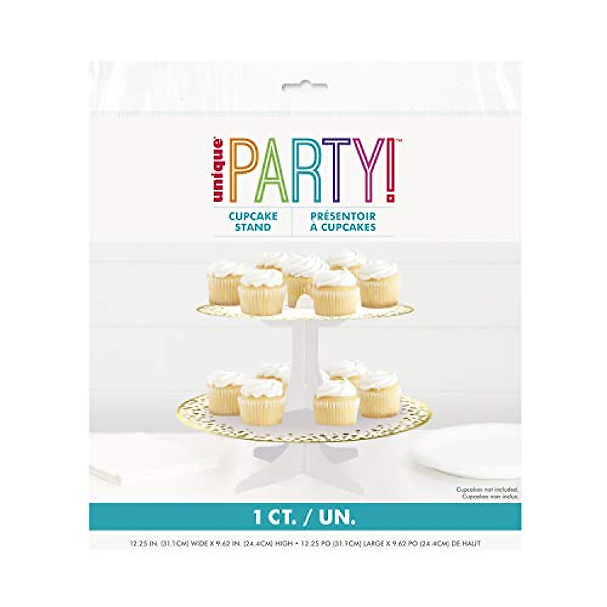 Unique Gold Foil Confetti Cardboard Cupcake Stand | 12.15" x 9.62" | 1 Pc