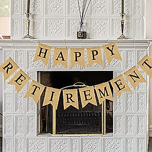 CROWNOS Happy Retirement Banner Burlap Women Men Retirement Banner for Retirement Party Decorations