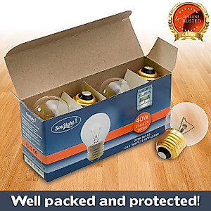 Oven Light Bulbs – 40 Watt Appliance Replacement Bulbs for Oven, Stove, Refrigerator, Microwave. High Temp G45 E26/E27 Socket. Standard Lead-Free Base - 400 Lumens – Warm White. 4 Pack