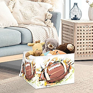 innewgogo Sketchy Football Storage Bins with Lids for Organizing Storage Basket with Handles Oxford Cloth Storage Cube Box for Car