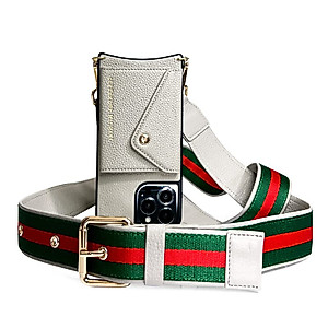 Alexander Michael- Gigi iPhone Wallet and Crossbody with 2 Straps in Genuine Leather, Fold Out Wallet, Holster & Crossbody Phone Case with Gold Hardware in Gray Compatible with iPhone 13