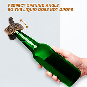 Wall Mounted bottle Opener, Christmas Funny Wall Mount Bottle Opener for Men Father Beer Lovers,Novelty Birthday Fathers Day with Mounting Screws Wall Anchors（1 Pack)