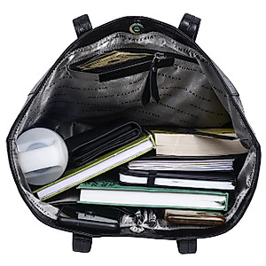 ANTONIO VALERIA Alexis Black Printed Leather Tote/Top Handle Shoulder Bag for Women