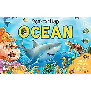 Peek-a-Flap Ocean Children's Lift-a-Flap Board Book for Children Learning about the Sea and Water Animals, Ages 2-5