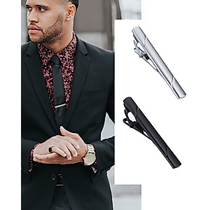 Tornito 12Pcs Tie Clips for Men Tie Tack Pins Silver Black Gold Blue Necktie Bar Regular Ties Suitable for Daily Wedding Meeting Business Anniversary Tie Clips