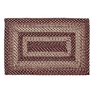 VHC Brands Burgundy Tan Jute Rug Rect w/Pad 20x30 (Rect 24x36)