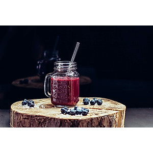 Halm Glass Straws - 6x Reusable 8 inch Drinking Straws clear + Plastic-Free Cleaning Brush - Made in Germany - Dishwasher Safe - Straight - Perfect for Smoothies, Cocktails