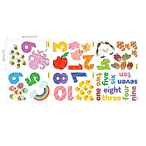 DECOWALL DS6-2020 Numbers Wall Stickers Wall Decals Peel and Stick Removable Wall Stickers for Kids Nursery Bedroom Living Room