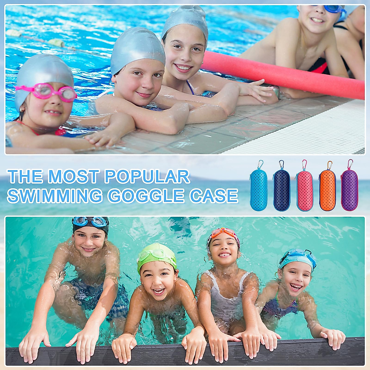 jetmast Swim Goggle Case For Swimming Goggles, Protective Cases for Goggles with Clip, Sunglasses, Goggles, Sports, Zipper Eyeglasses Case, For Men, Women, And Kids, Purple