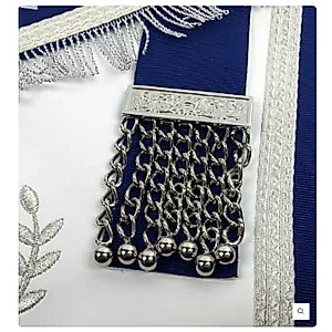 Masonic Blue Lodge Past Master Silver Machine Embroidery Freemasons Apron