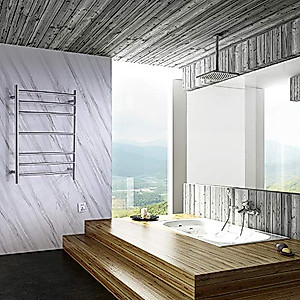 ANZZI Gown 7-Bar Wall Mounted Towel Warmer in Brushed Nickel | Energy Efficient 70W Electric Plug in Heated Towel Rack for Bathroom | Stainless Steel Towel Heater Rail Quick Towel Dryer | TW-AZ027BN