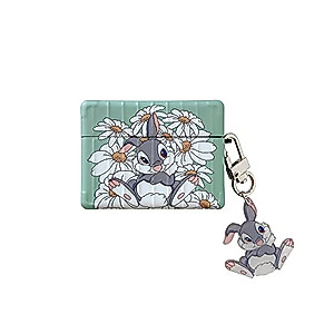Hard Plastic Case with Charm and Keychain for Apple AirPods Pro 2019 Generation Thumper Rabbit Deer Daisy Flowers Disney Disneyland Cartoon Anime Cute Lovely Adorable Kids Girls Women