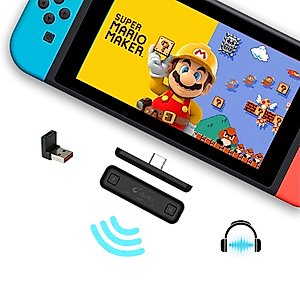 GuliKit Route Air Bluetooth Audio USB Adapter Transmitter for Nintendo Switch & Lite PS5 PS4, USB-C to A Wireless Connector, Easy to Connect with Airpods and All Bluetooth Speakers/Headphones(Black)
