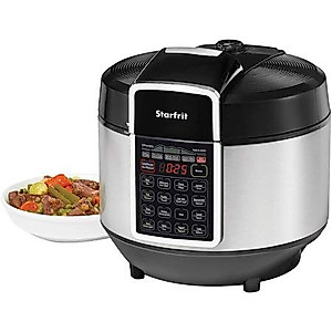 Starfrit 024600-002-0000 8-Liter Electric Pressure Cooker, Black/Silver, 11.7" x 12" x 12"