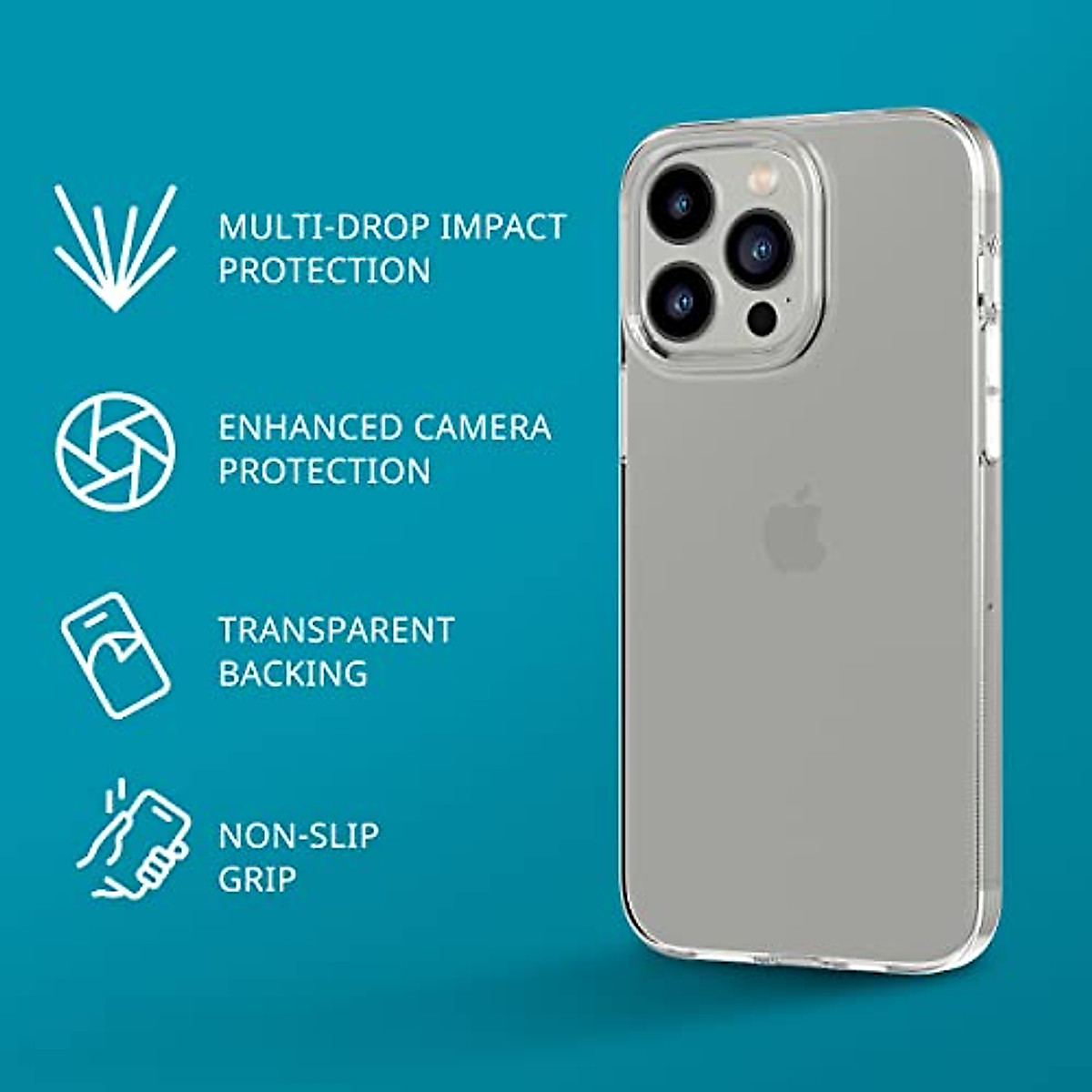 tech21 iPhone 14 Pro Max Evo Lite – Thin and Clear Shock-Absorbing Phone Case with 8ft Multi-Drop Protection