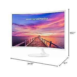Samsung Curved White Monitor for Business 27inch 1080p LED Widescreen AMD FreeSync 60Hz Refresh Rate 4ms 3000:1 Contrast Ratio Anti-Glare VGA D-Sub DisplayPort, HDMI Cable