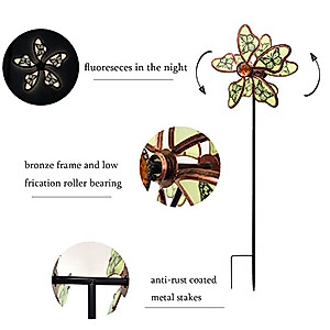 J-Fly Butterfly Wind Spinner Garden Pinwheels Butterfly Garden Decorations Outdoor Metal Double-Side Windmill Kinetic Wind Sculpture Garden Yard Patio Lawn Outside Decorative Garden Stake Green…