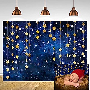 Twinkle Twinkle Littler Star Backdrops Navy Blue Galaxy Starry Sky Gold Glitter Little Star Photography Background Adults Kids Birthday Party Decor Baby Shower Backdrop Starry Backdrop7x5ft (Blue)