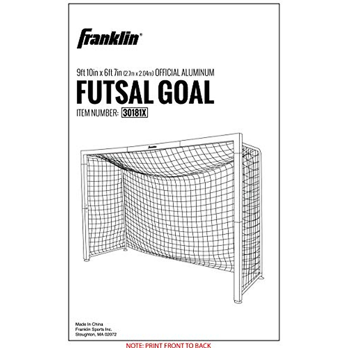 Franklin Sports Futsal Goal - Aluminum Official Size Futsal Goal - Indoor Soccer Net - Folding, Portable Futsal + Soccer Goal - 9' 10" x 6'7"