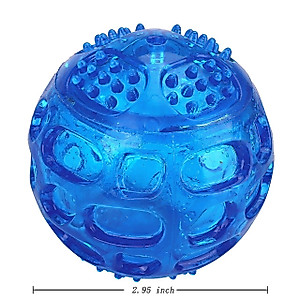 JULYFOX Pet Balls for Dog Squeaky Fetch Ball Toys Durable Chew Toy with Squeaker Bulk for Dog Small/Medium 2 Pack Blue+Green