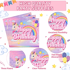96 Pcs Unicorn 4th Birthday Party Decorations 350 GSM Disposable Rainbow Unicorn Plates and Napkins Tableware Set for Girls Unicorn Themed 4th Birthday Party Baby Shower Supplies Decorations Serves 24