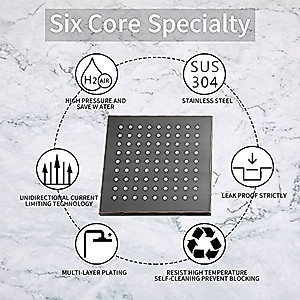 Shower Head GGStudy 8 inch Square Rain Stainless Steel High Pressure Oil Rubbed Bronze Shower Heads Rainfall Bath Shower Self-cleaning Silicone Nozzle