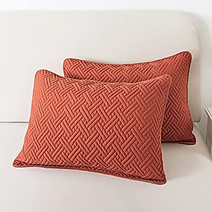 Burnt Orange Quilts Queen Size Bedding Sets with Pillow Shams, Red Lightweight Soft Bedspread Coverlet, Quilted Blanket Thin Comforter Bed Cover, All Season Summer Spring, 3 Pieces, 90x90 inches