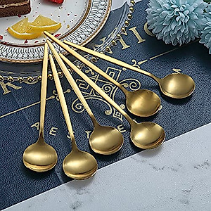 Matt Gold Teaspoons 6 Piece, 6.6&#039;&#039; Spoons Silverware, Stainless Steel Small Spoons, Tea Spoons for Home, Kitchen or Restaurant, Dishwasher Safe (Matt Gold-6.6 Inches)