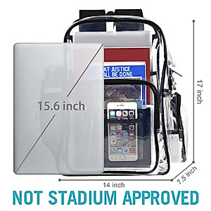 MATEIN Clear Bookbag, Anti Theft Transparent College School Backpack for Women Fits 15.6 inch Laptop