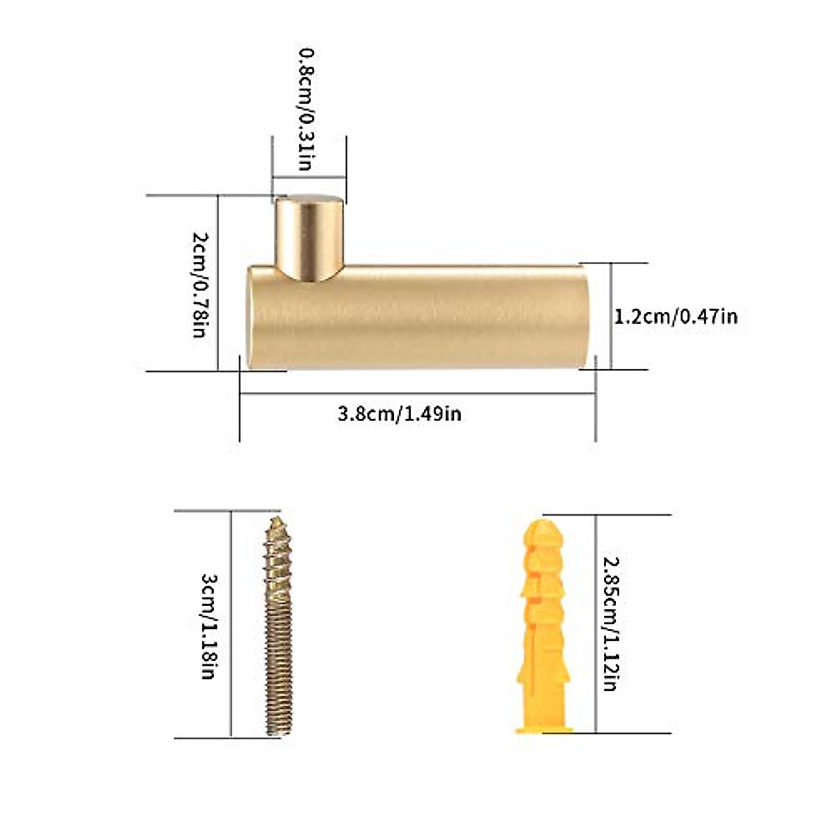 4 Pcs Brass Wall Hooks, Gold Coat Hooks for Wall, Towel Cloth Robe Hangers Hooks Wall Mounted, Brass L-Shaped Heavy Duty Bathroom Kitchen Living Rooms Hat Key Hooks