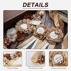 QuaComent Mommy to Be Sash, Maternity Sash Baby Shower Decorations 3PCS Teddy Baby Shower Decorations for Girl - Mom to be sash Shower for Boy, Baby Shower Decorations Favors Brown Photo Props Gift