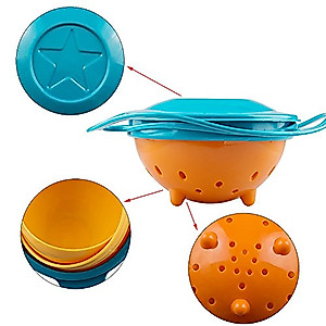 Song Qing Magic Gyro Bowl 360 Degree Rotate Spill-Proof Bowls with Lid Plastic Creative Dishes Practice Feeding Bowls