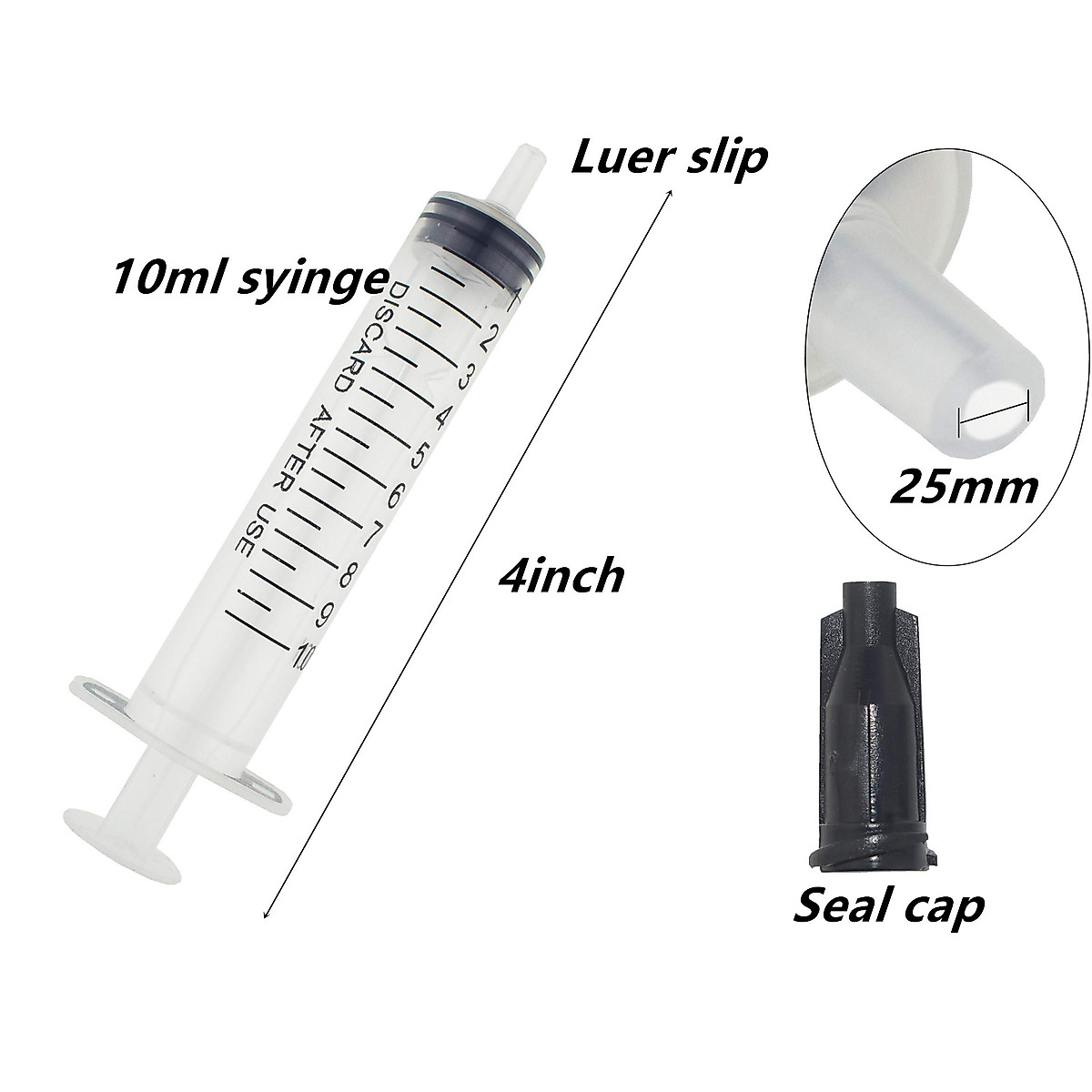 30 Pack 10ML Plastic Syringe Luer Slip with Cap, Great for Measuring, Refilling Watering and Pets Feeding(Non-sterile) (10ML)