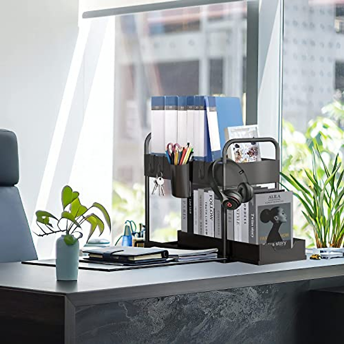 Height-Adjustable 2-Tier Under Sink Organizer and Storage, 2 Pack Large Capacity Heavy Load Pull-Out Under Sink Shelves with Sliding Drawer for Kitchen and Bathroom, Black