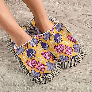 Mandala Poker Mop Slippers Shoes Cover for Floor Cleaning Washable Dust Hair Dirty Cleaners Microfiber Mop Socks for Kitchen Office House