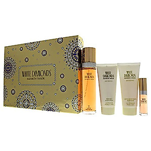 White Diamonds by Elizabeth Taylor for Women - 4 Pc Gift Set 3.3oz EDT Spray, 3.3oz Gentle Moisturizing Body Wash, 3.3oz Perfumed Body Lotion, 10ml EDT Spray