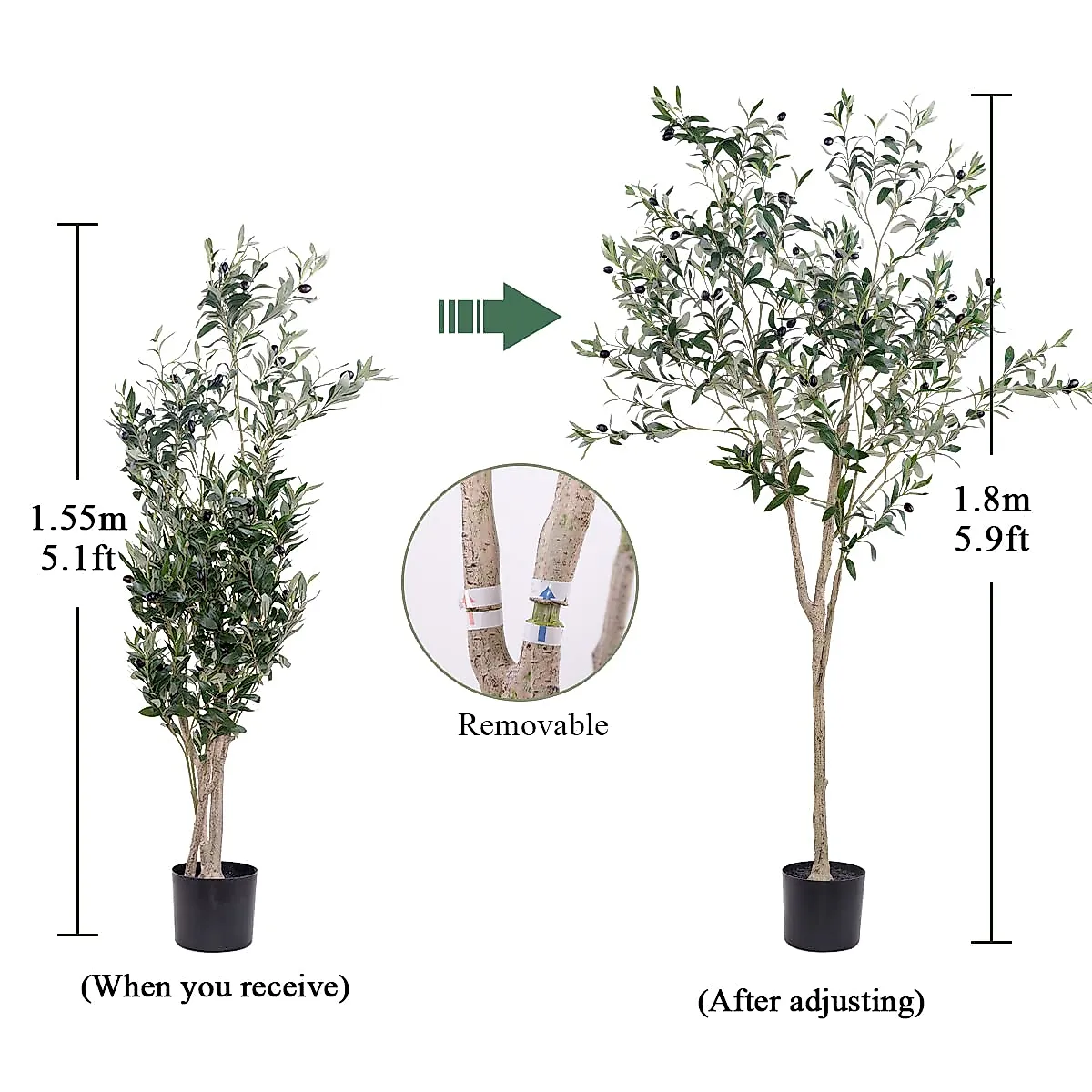 Hobyhoon Artificial Olive Tree, 6FT Tall Faux Silk Plant Artificial Tree in Potted Oliver Branch Leaves and Fruits for Modern Home Decor Indoor