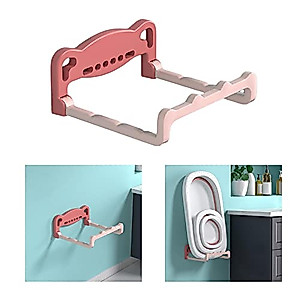 Gralara Foldable Washbasin Hanger, Wall Hanging Washbasin Stand,Waterproof, Punch Free Basin Storage Rack Washbasin Rack for Household Bathroom Toilet, Pink